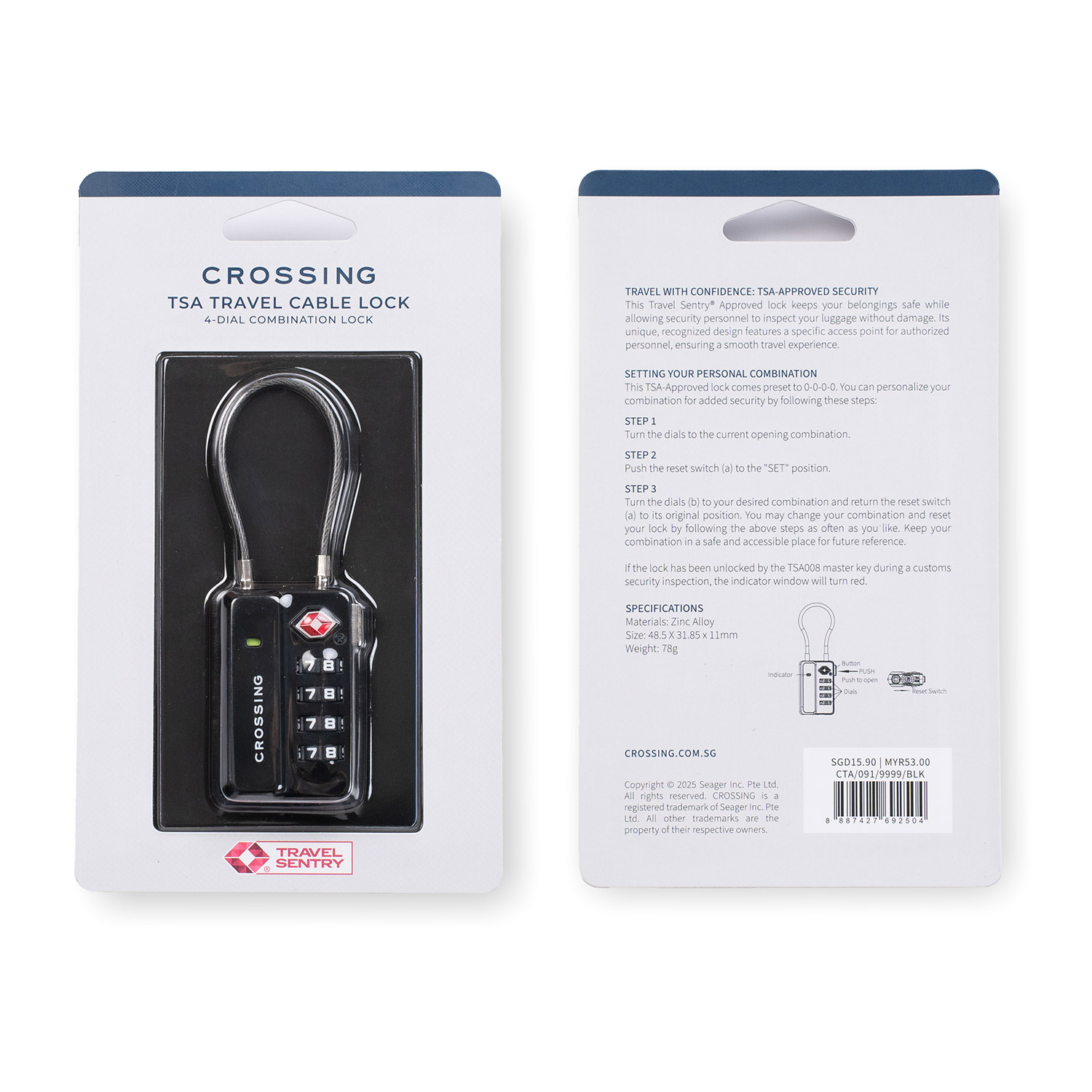 Buy Crossing TSA 4-Dial Travel Lock With Indicator - Black in Singapore ...